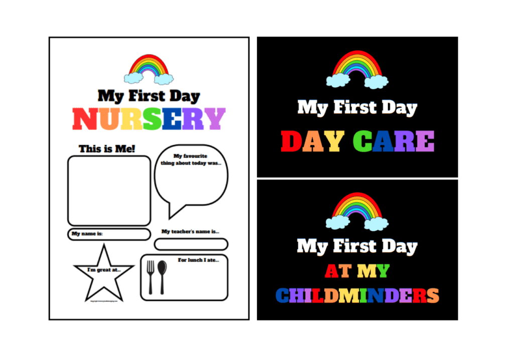 FREE Printable Sign for the First Day at the Childminders, Day Care, or ...
