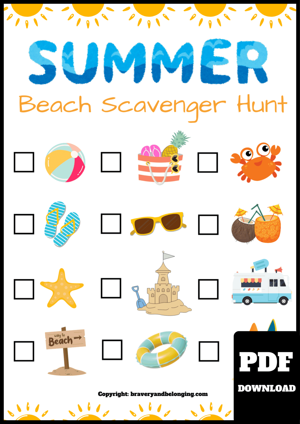 Summer Nature Scavenger Hunt Printable for Kids [Free PDF]