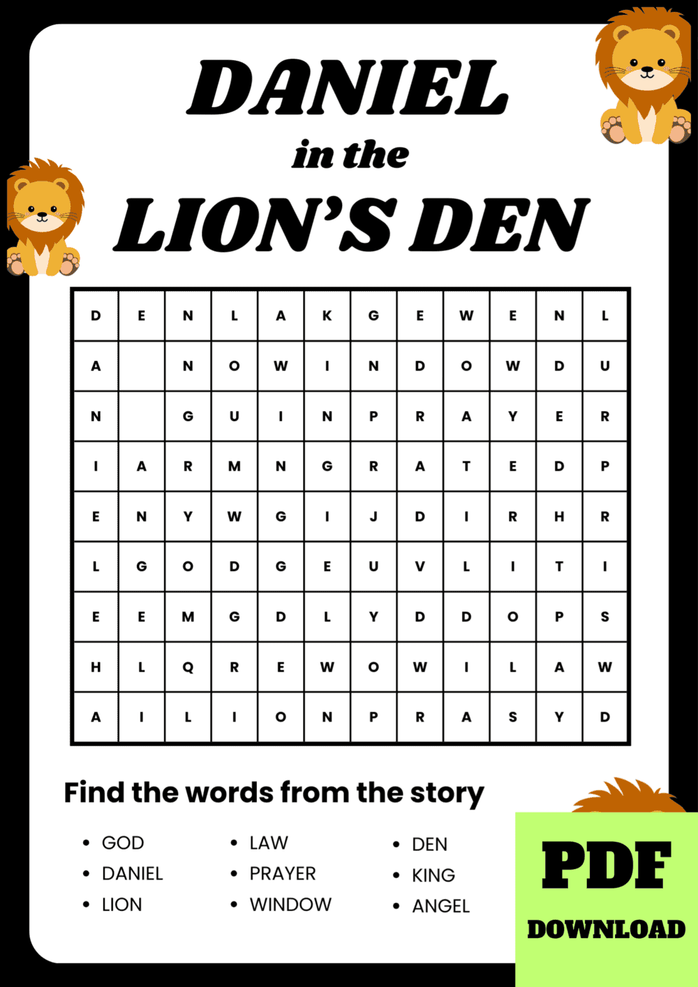 Daniel and the Lions Den Sunday School Lesson [Free Resources]