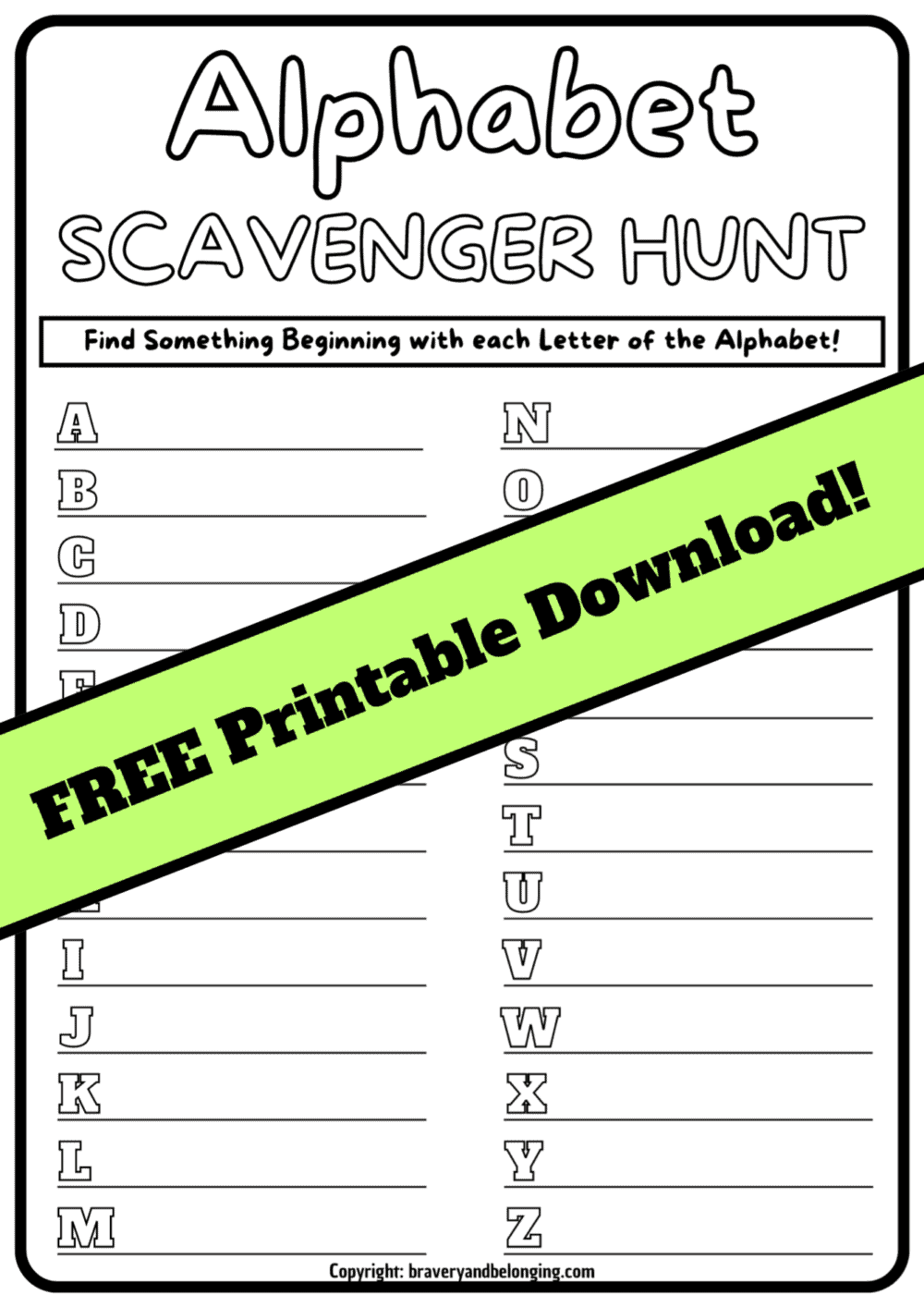Alphabet Scavenger Hunt PDF Printable [FREE]