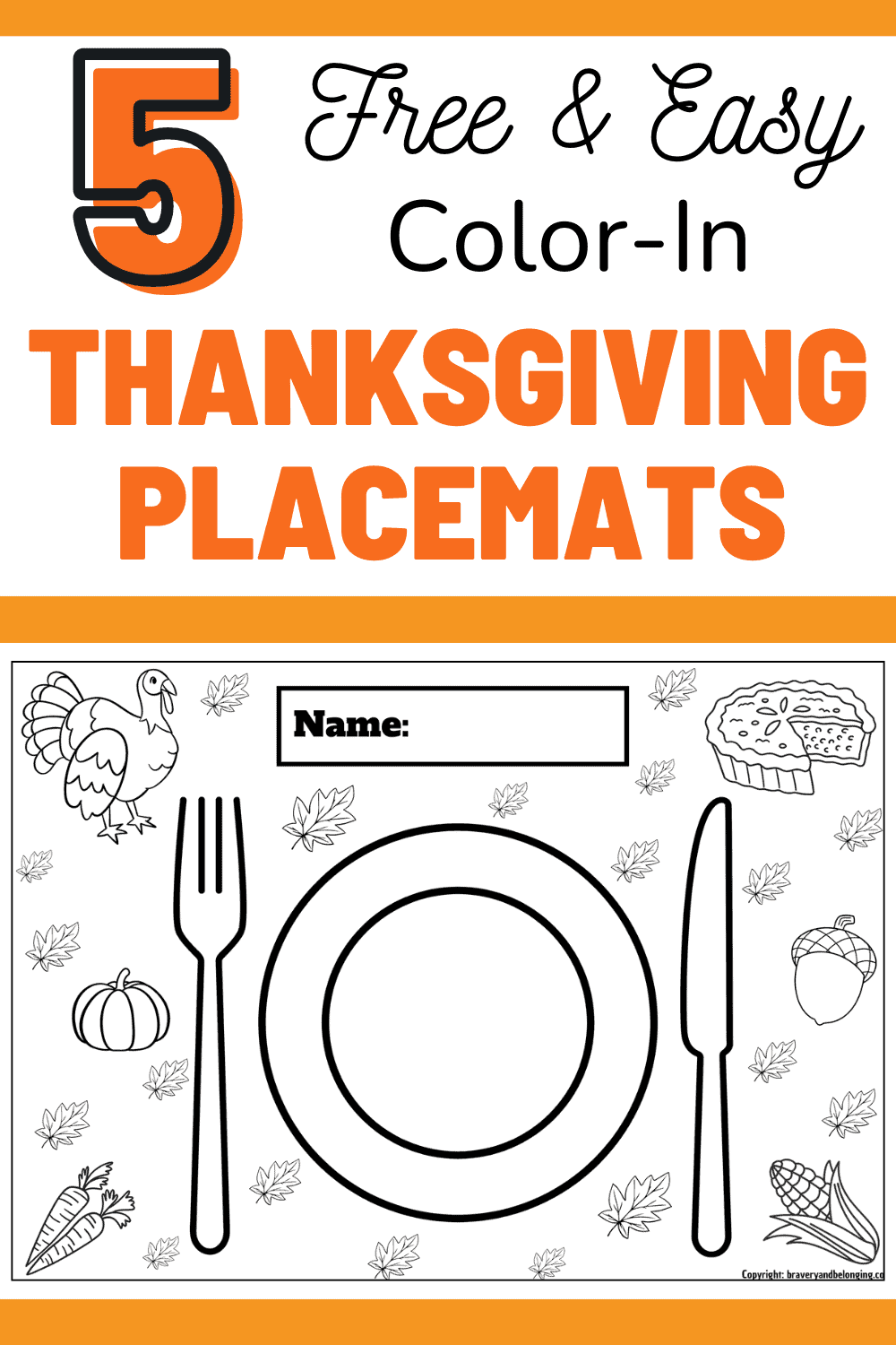 FREE Printable Thanksgiving Placemats Preschool Kids will Love!