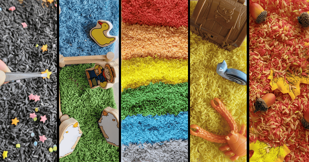 10+ Easy Rice Sensory Bin Ideas for your Little One's Sensory Play