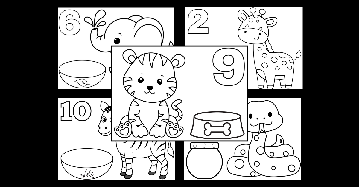 Numbers Playdough Mats Free Printable with Zoo Animal Theme