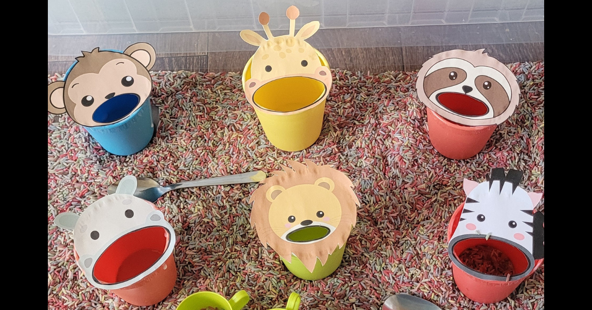 Feed the Safari Animals Sensory Bin