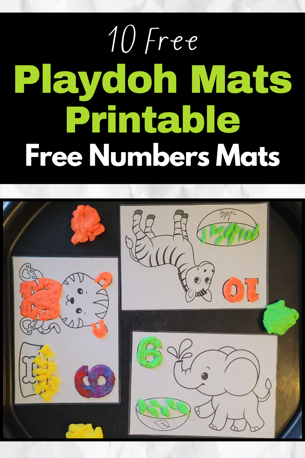 Numbers Playdough Mats Free Printable with Zoo Animal Theme