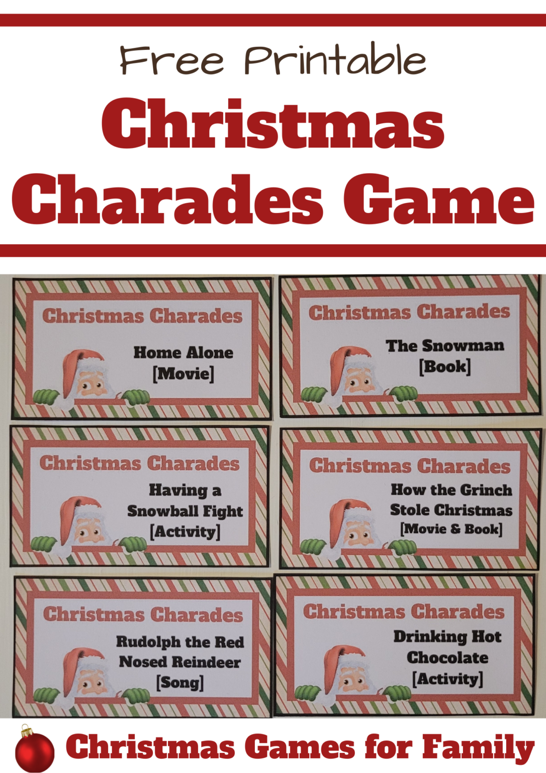 Christmas Charades for Kids [Free Printable]