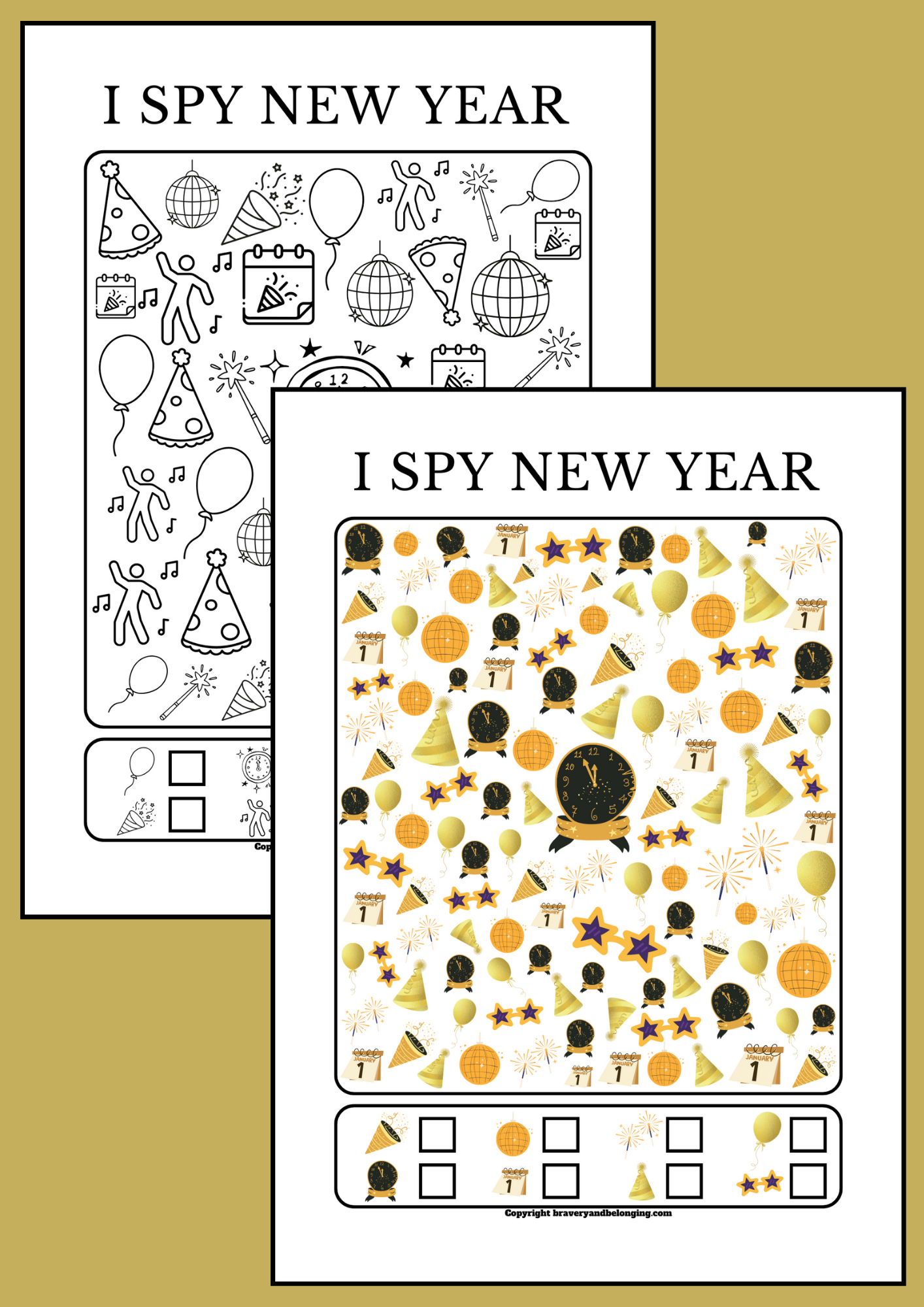 New Year I Spy Printables for Kids FREE PDF