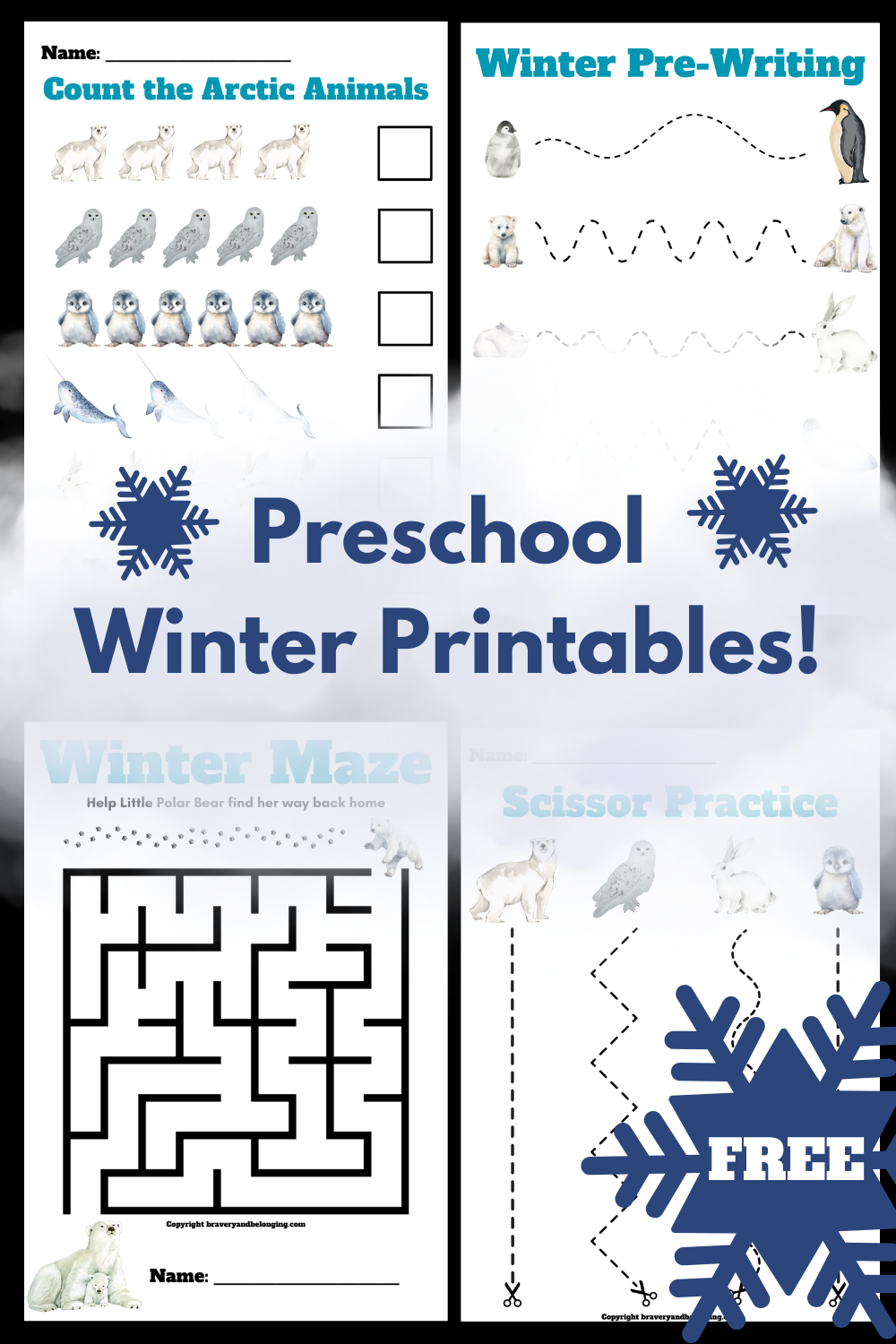 FREE Preschool Winter Printables