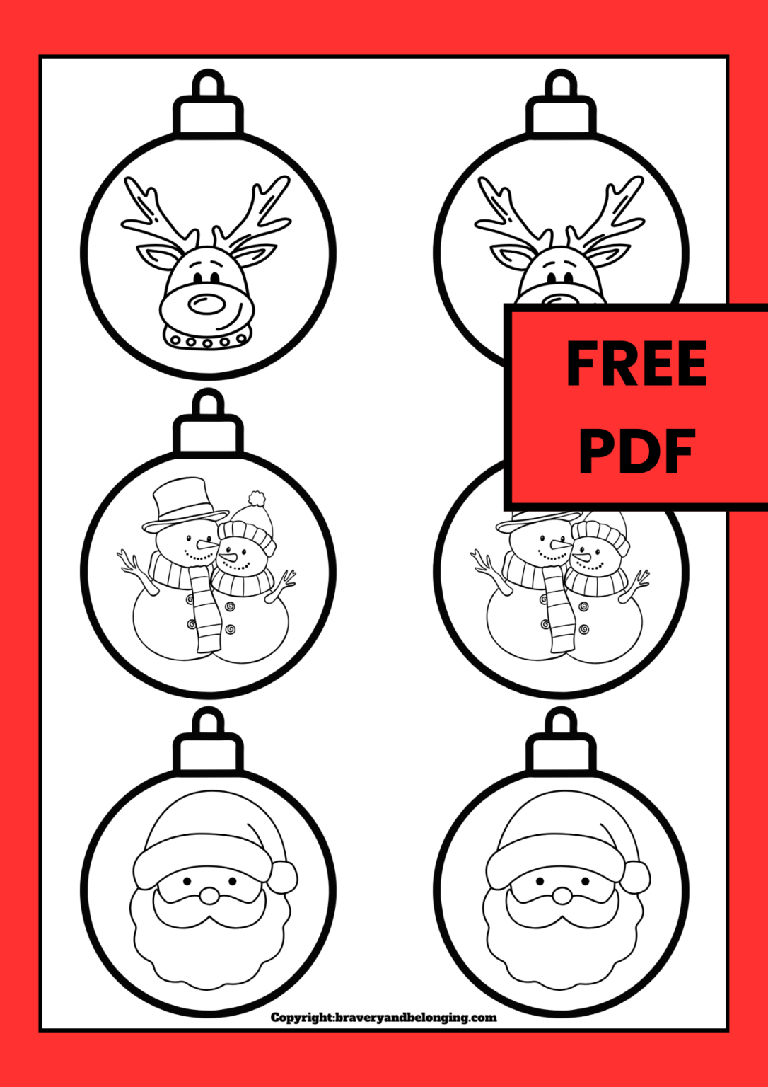 Christmas Baubles Printable FREE PDF