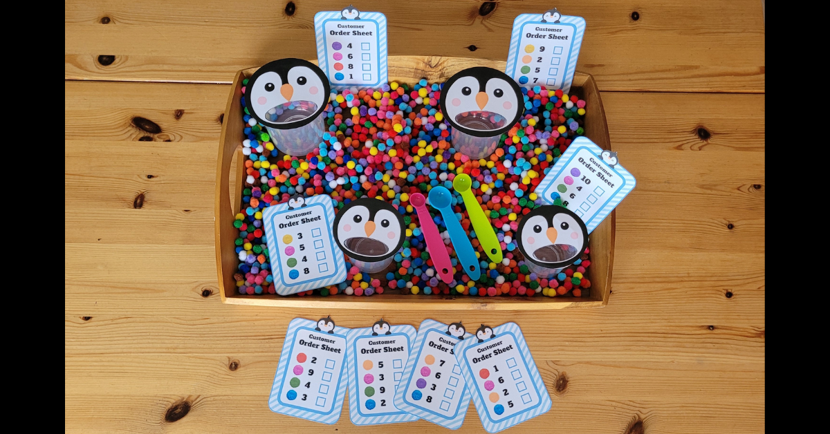 Penguin Sensory Bin & FREE Printable Penguin Counting Activities
