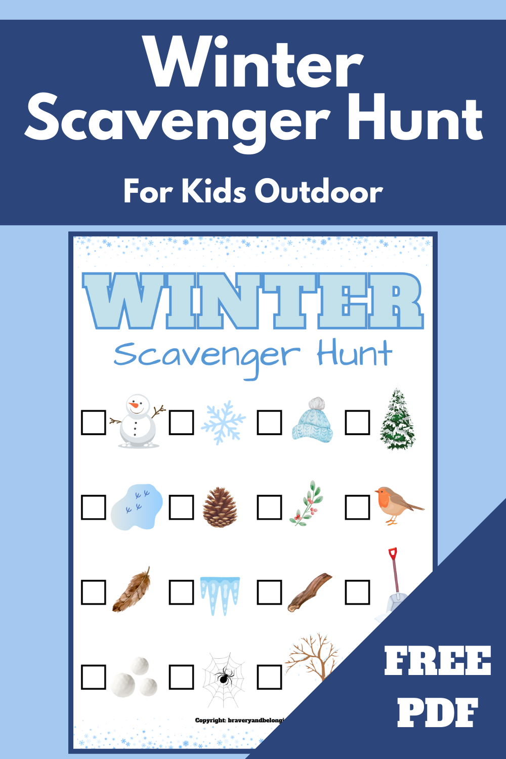 FREE Winter Scavenger Hunt for Kids Indoor & Outdoor