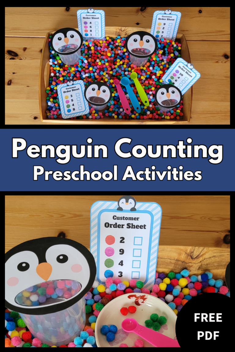 Penguin Sensory Bin & FREE Printable Penguin Counting Activities