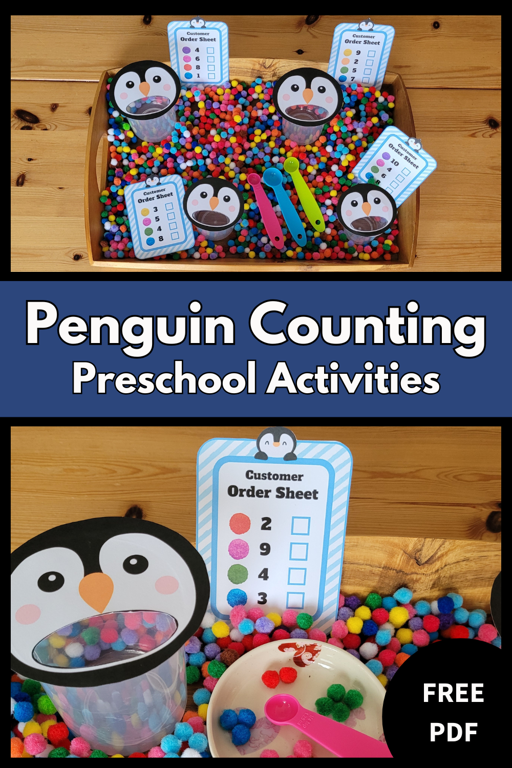 Penguin Sensory Bin & FREE Printable Penguin Counting Activities