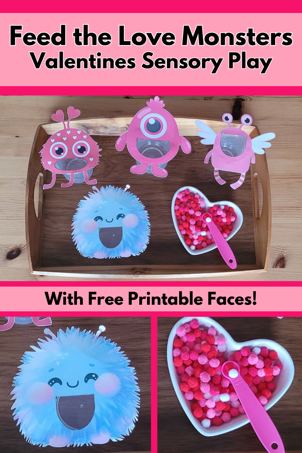 Valentines Day Sensory Bin : Feed the Love Monsters