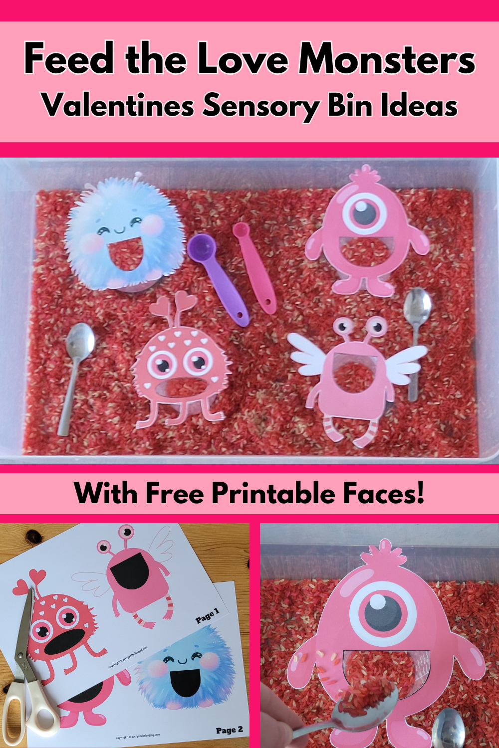 Valentines Day Sensory Bin : Feed the Love Monsters