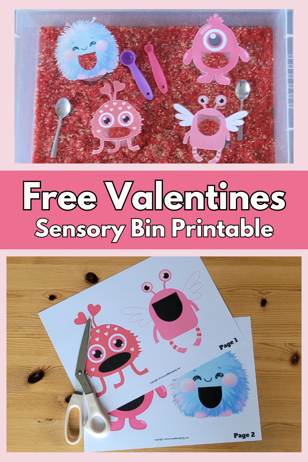 Valentines Day Sensory Bin : Feed the Love Monsters