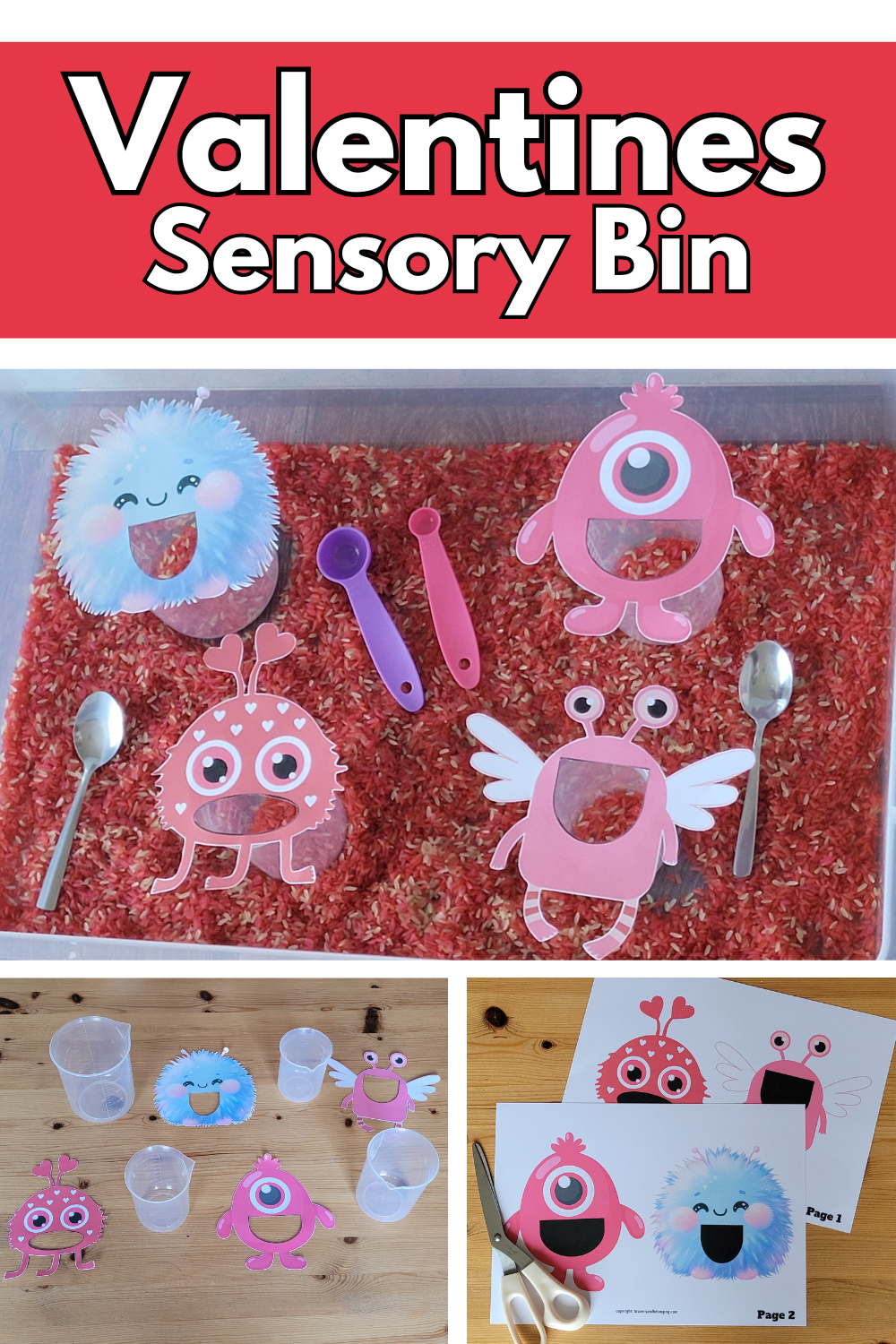 Valentines Day Sensory Bin : Feed the Love Monsters