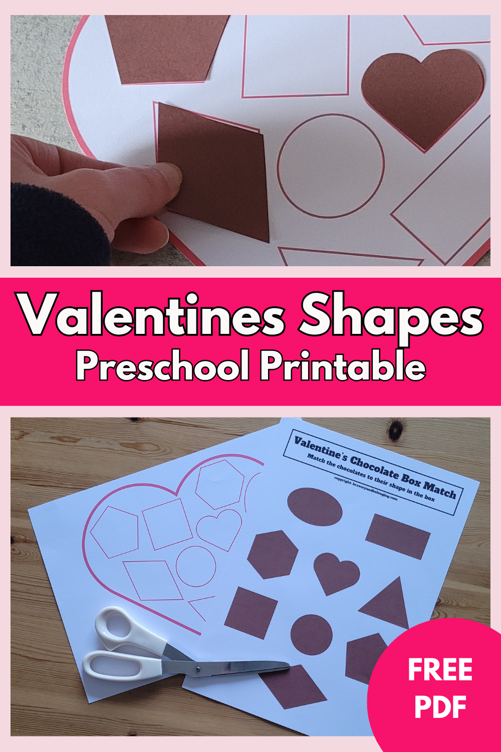 Valentines Shapes Preschool Activity with Free Printable