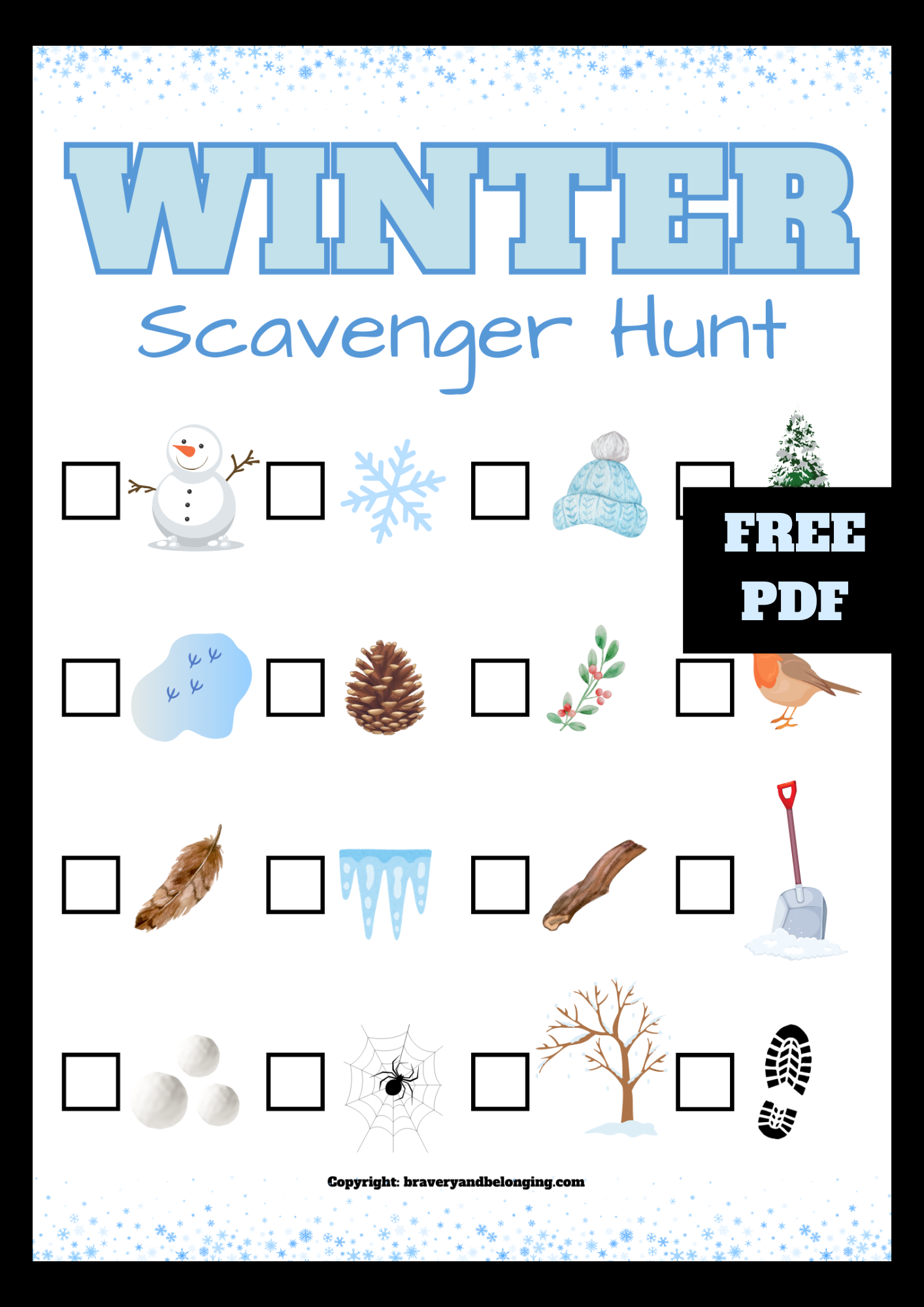 FREE Winter Scavenger Hunt for Kids Indoor & Outdoor