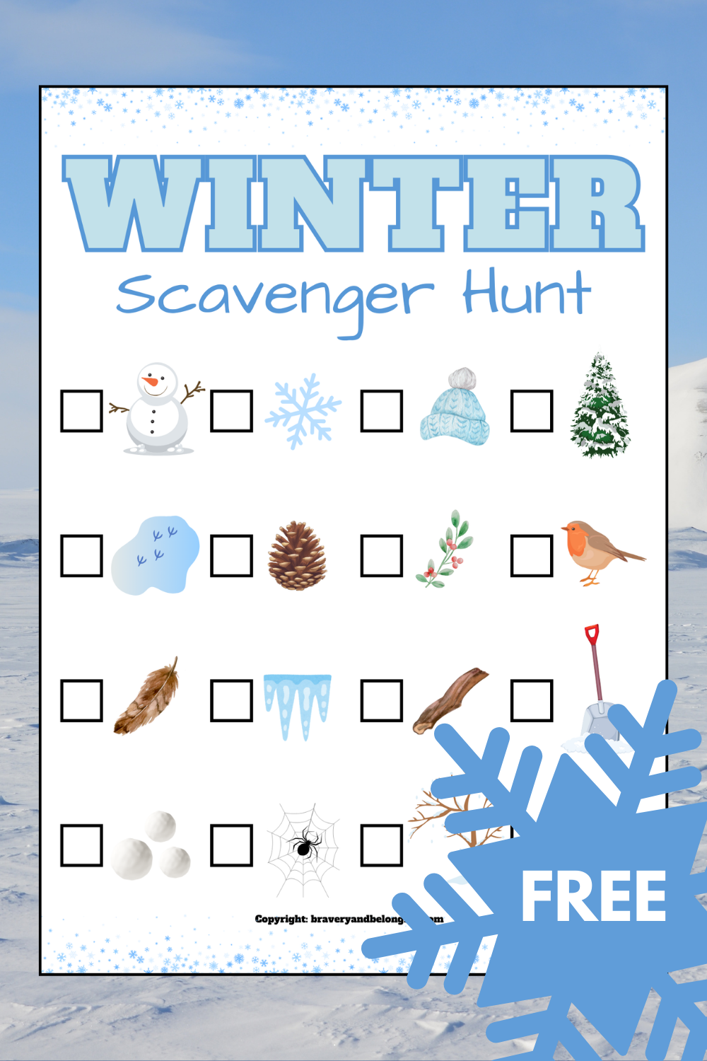 FREE Winter Scavenger Hunt for Kids Indoor & Outdoor