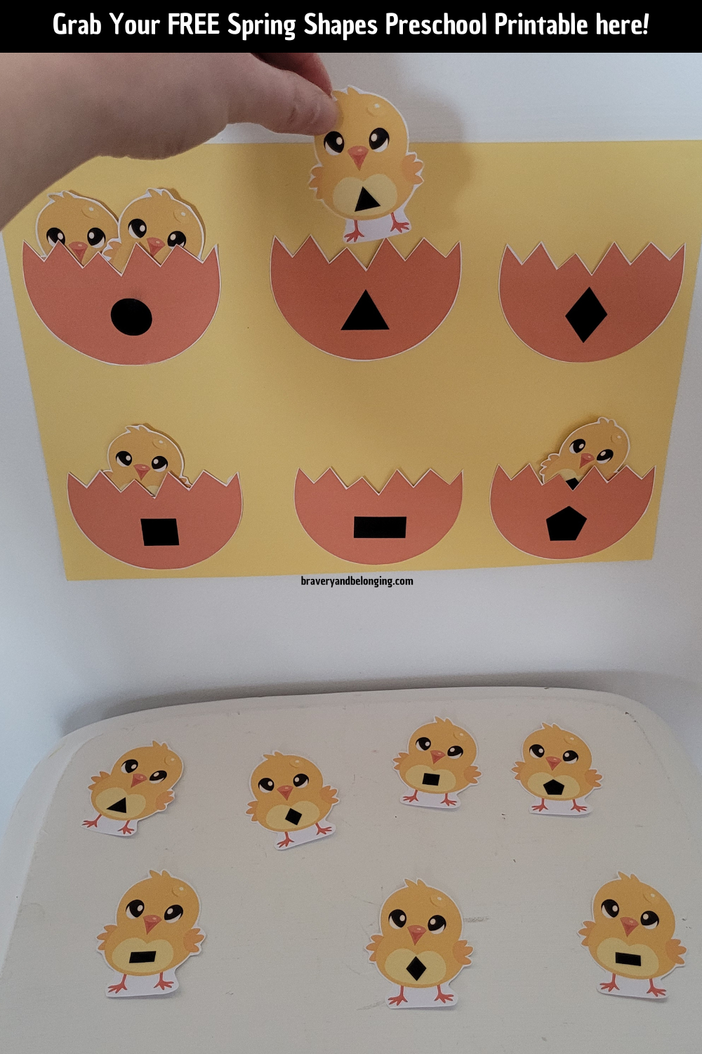 FREE Spring Shapes Matching Hatching Chicks Printable for Shapes Activities