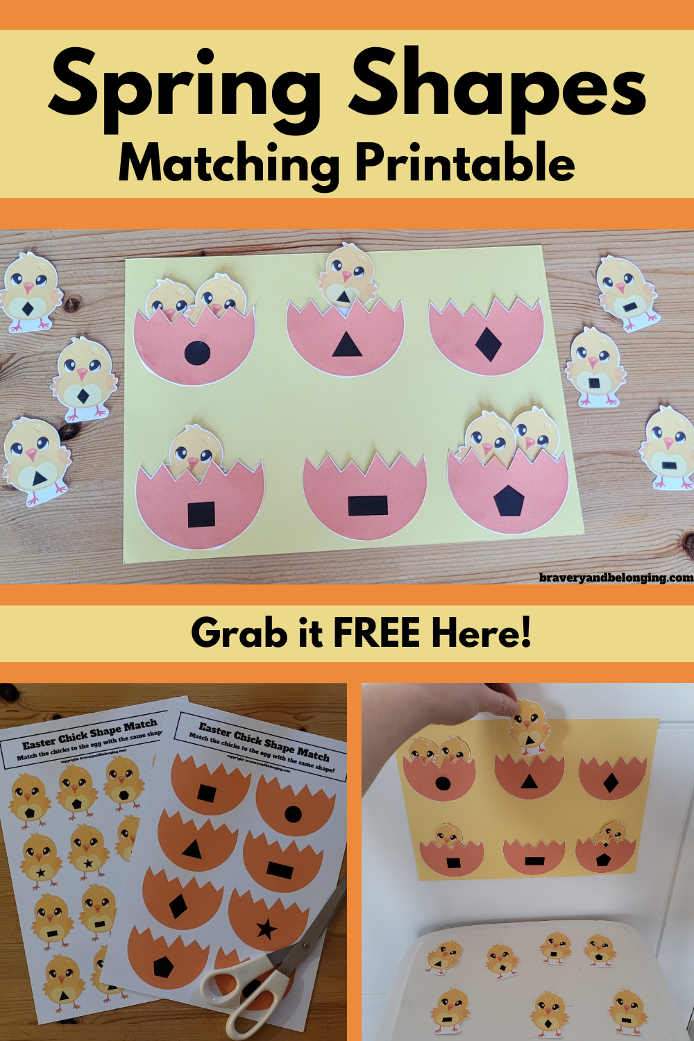 FREE Spring Shapes Matching Hatching Chicks Printable for Shapes Activities