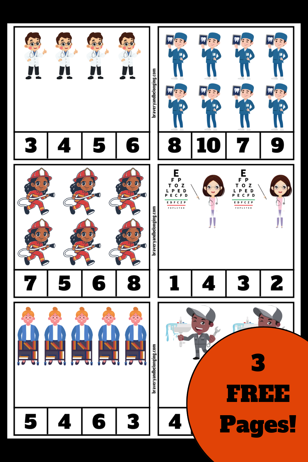 Community Helpers Counting Activities Preschool Kids will love!