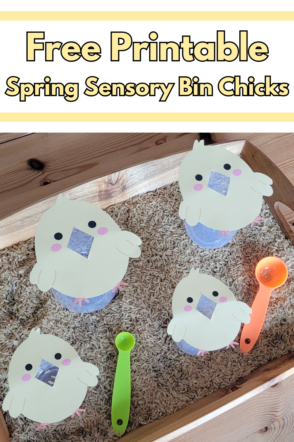 Easy Spring Sensory Bin - Feed the Hungry Chicks