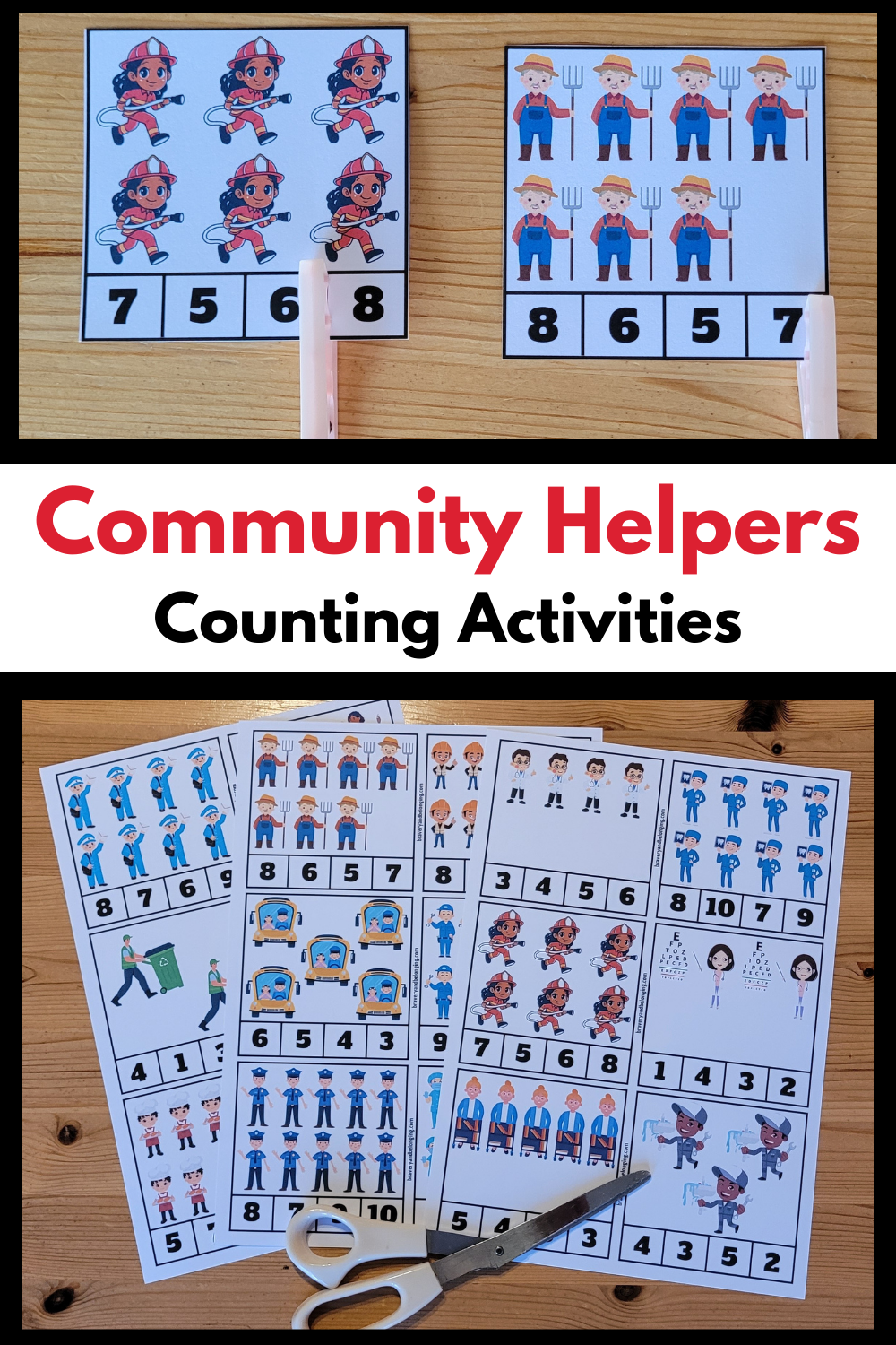 Community Helpers Counting Activities Preschool Kids will love!