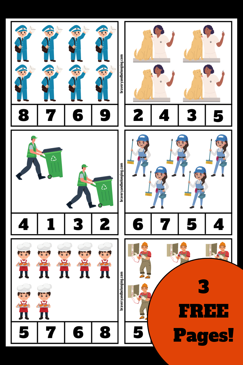 Community Helpers Counting Activities Preschool Kids will love!