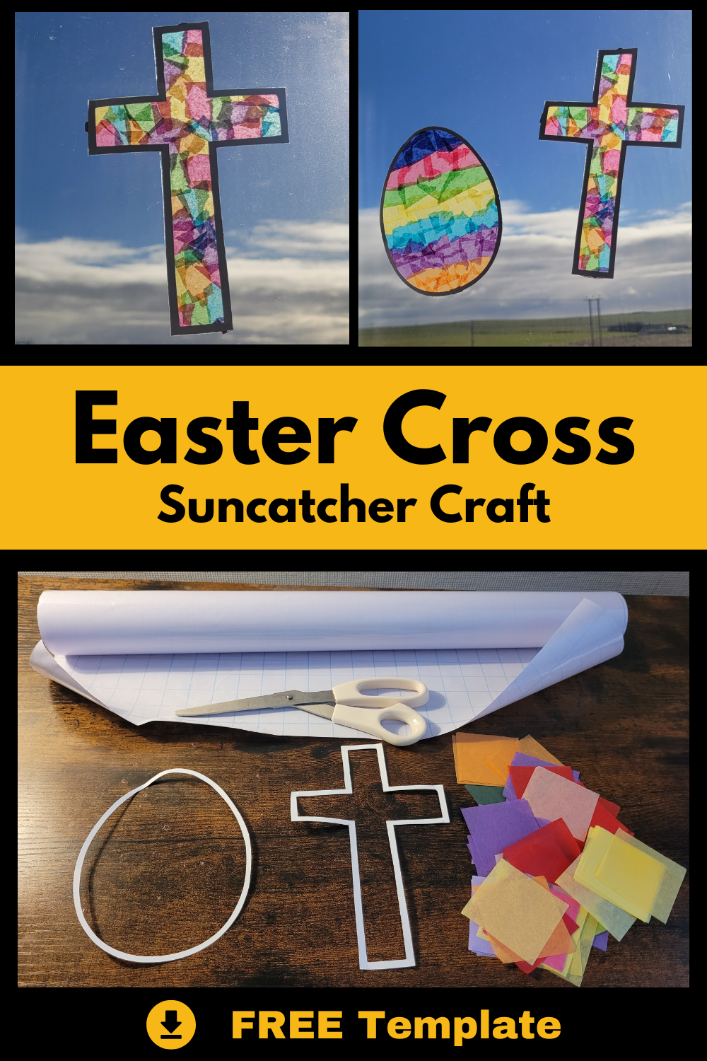Easter Suncatcher Craft for Kids [FREE Templates]