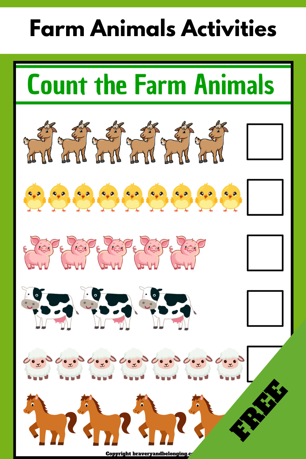 Free Farm Worksheets Preschool Kids will LOVE!