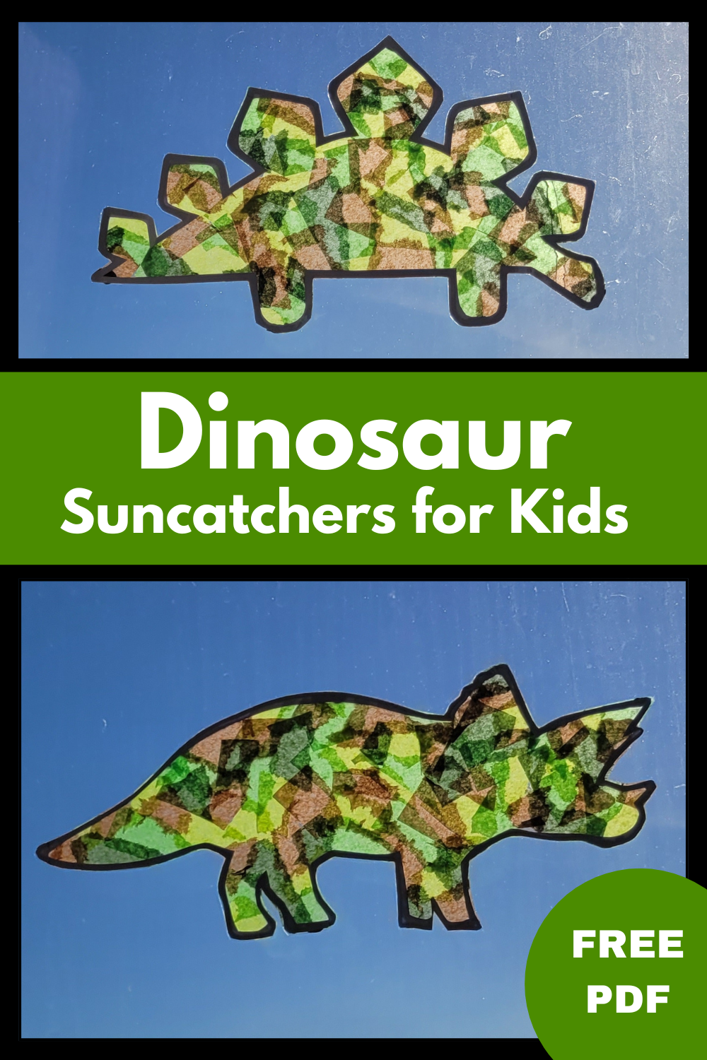 Easy Dinosaur Suncatcher Craft [FREE Template]