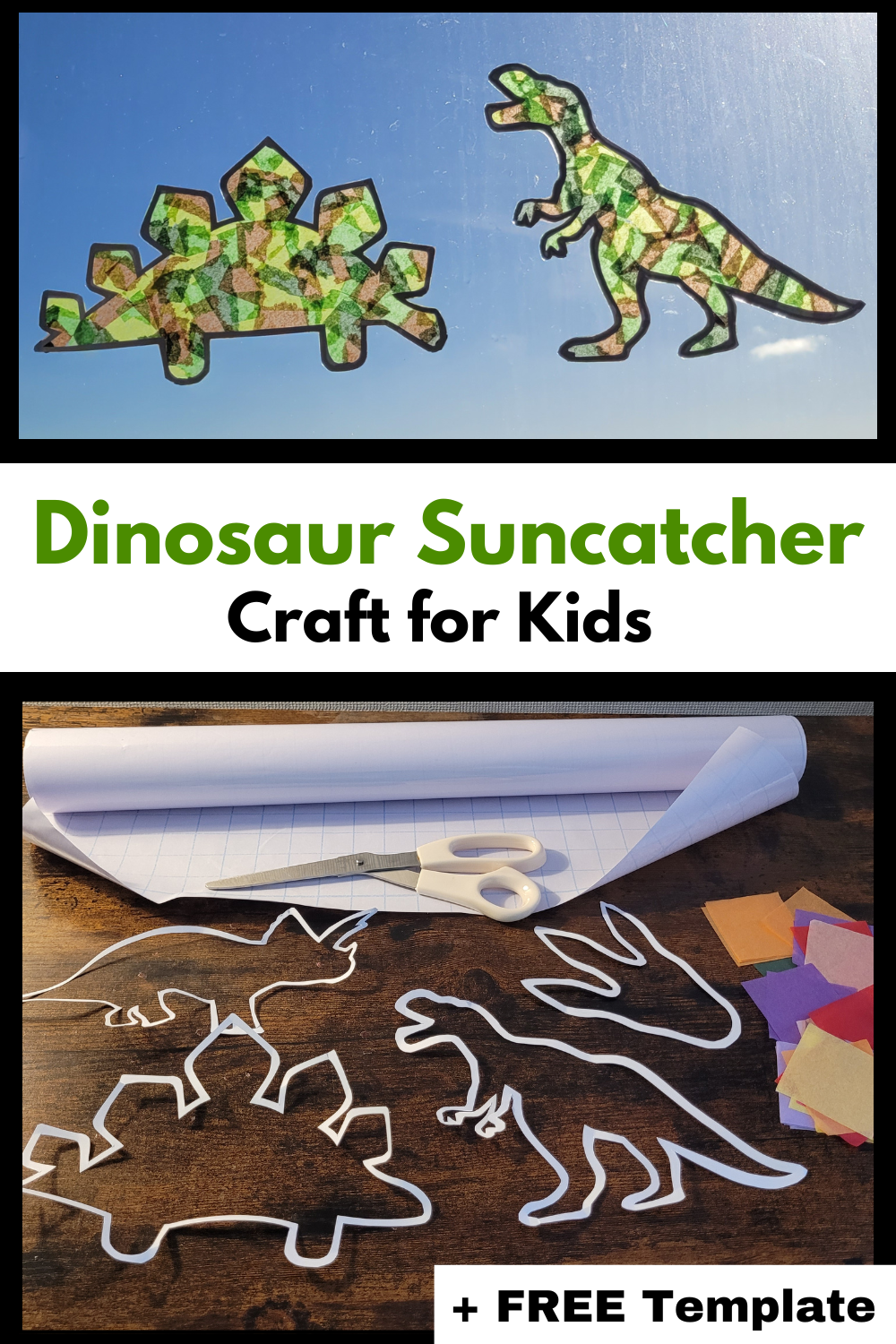 Easy Dinosaur Suncatcher Craft [FREE Template]