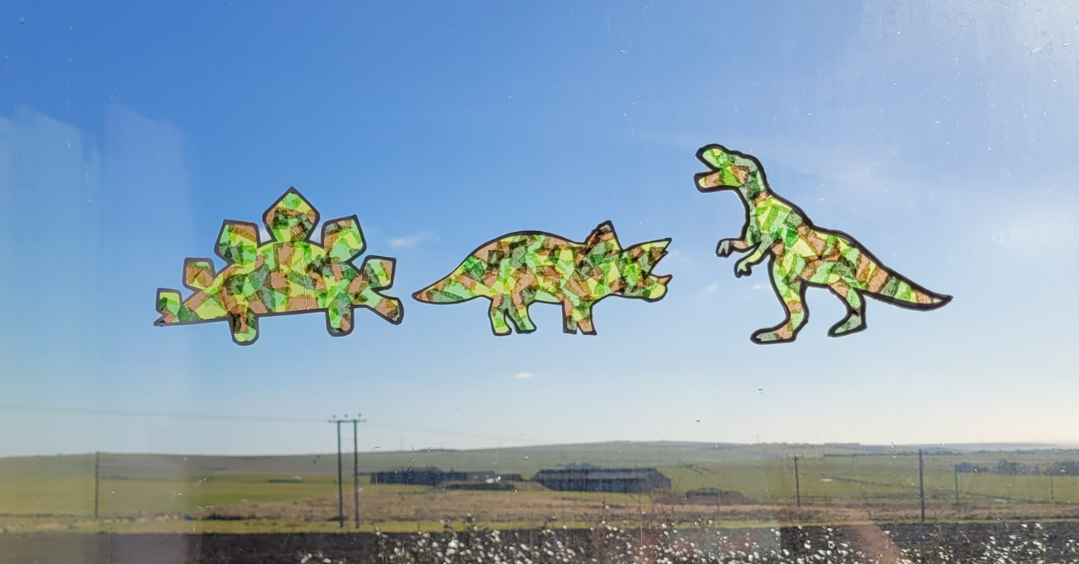 Easy Dinosaur Suncatcher Craft [FREE Template]