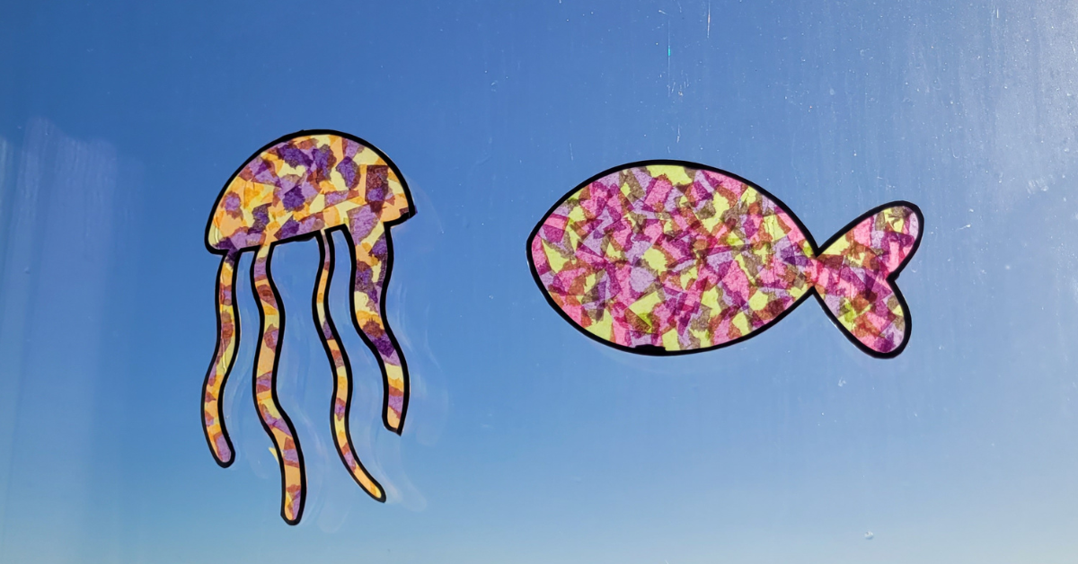 Fish & Jelly Fish Suncatchers for Kids [FREE Templates]
