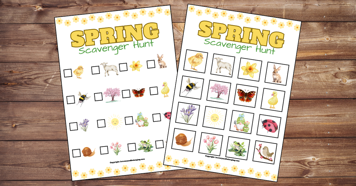 Spring Scavenger Hunt Free Printable for Kids