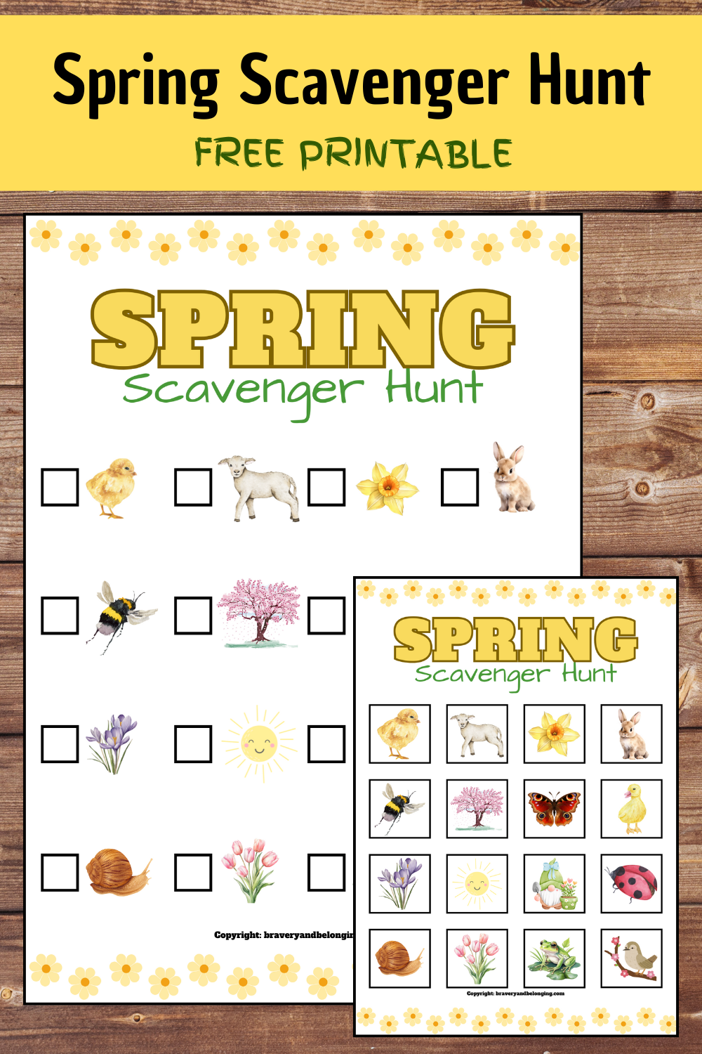 Spring Scavenger Hunt Free Printable for Kids