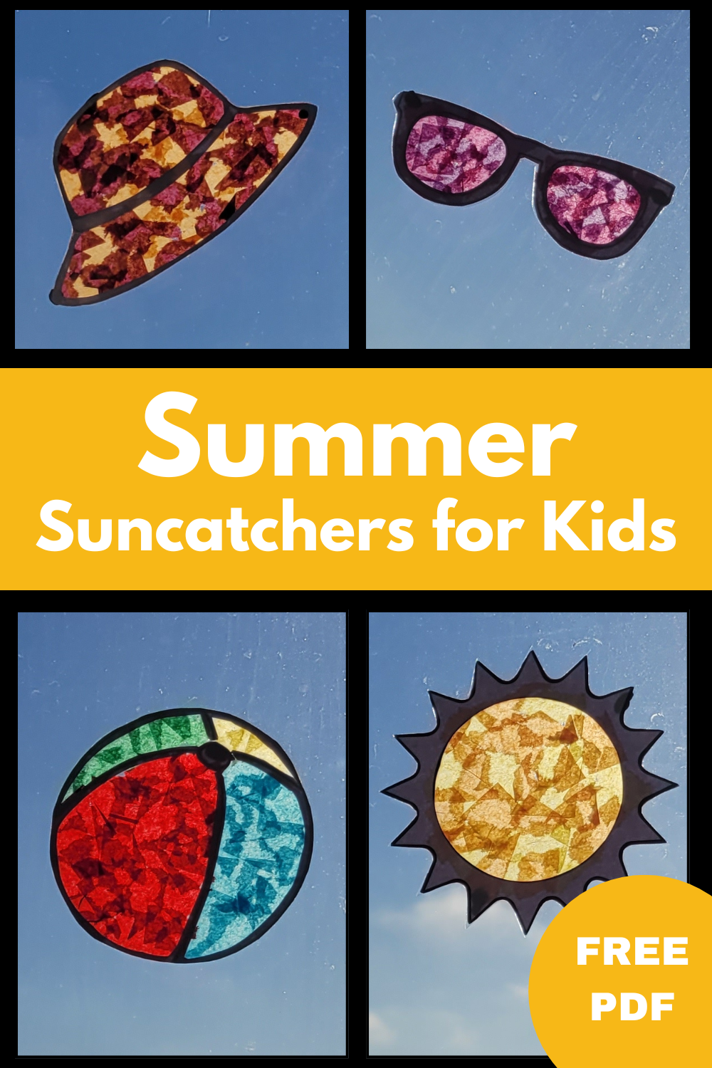 Easy Summer Suncatchers for Kids [FREE Templates]