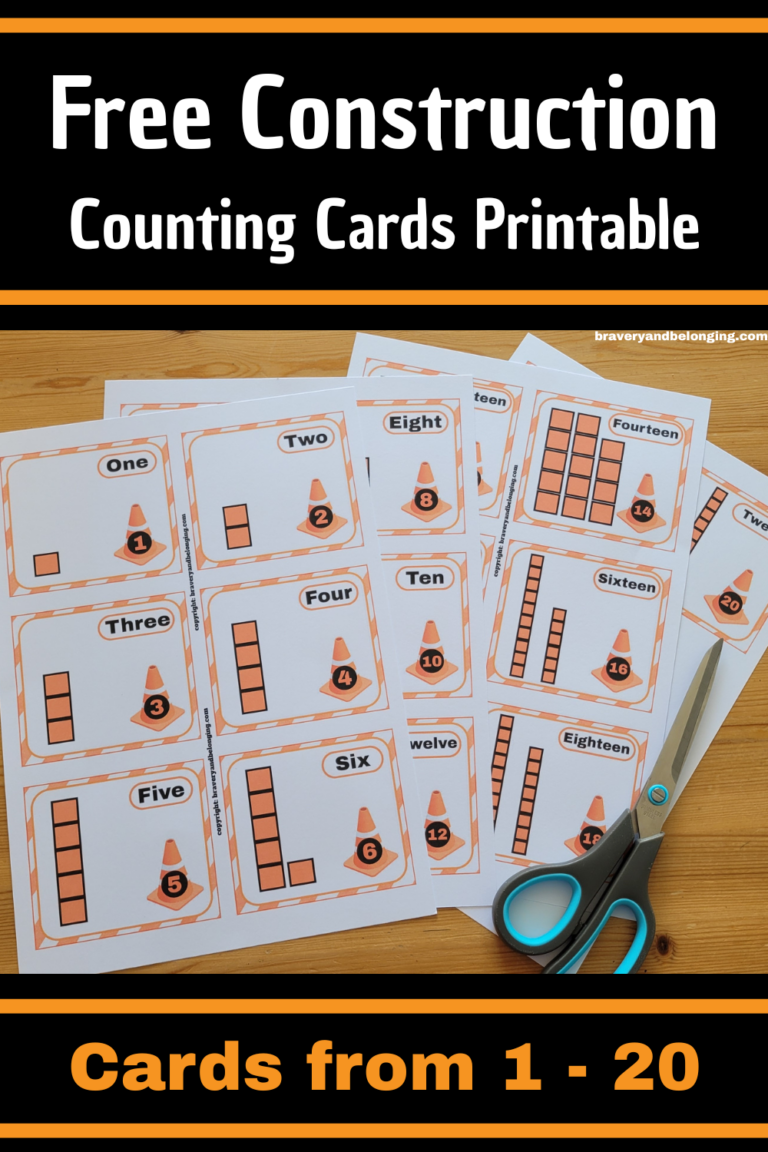 Free Construction Counting Cards 1-20