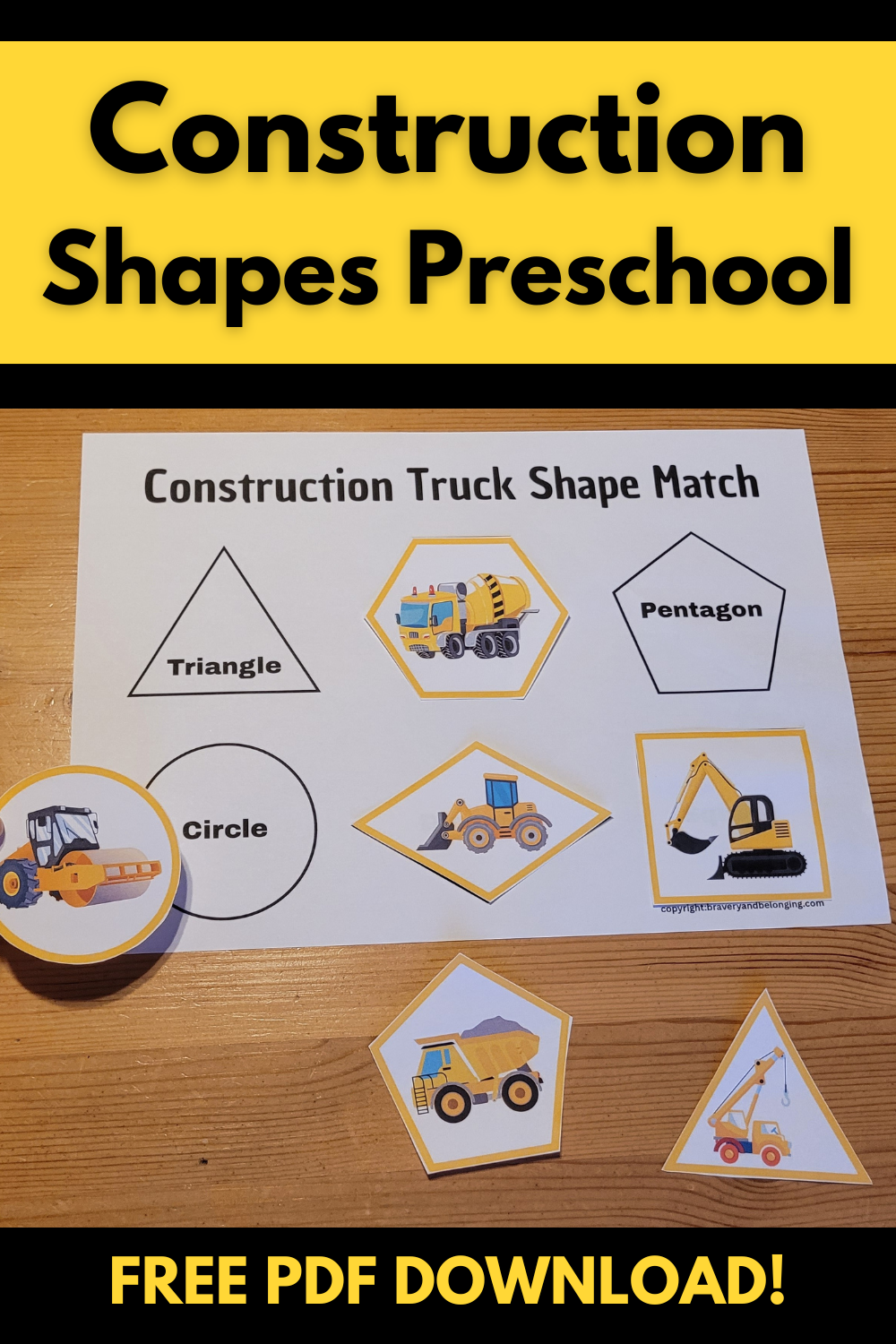 Construction Shapes Activity [Free Printable]
