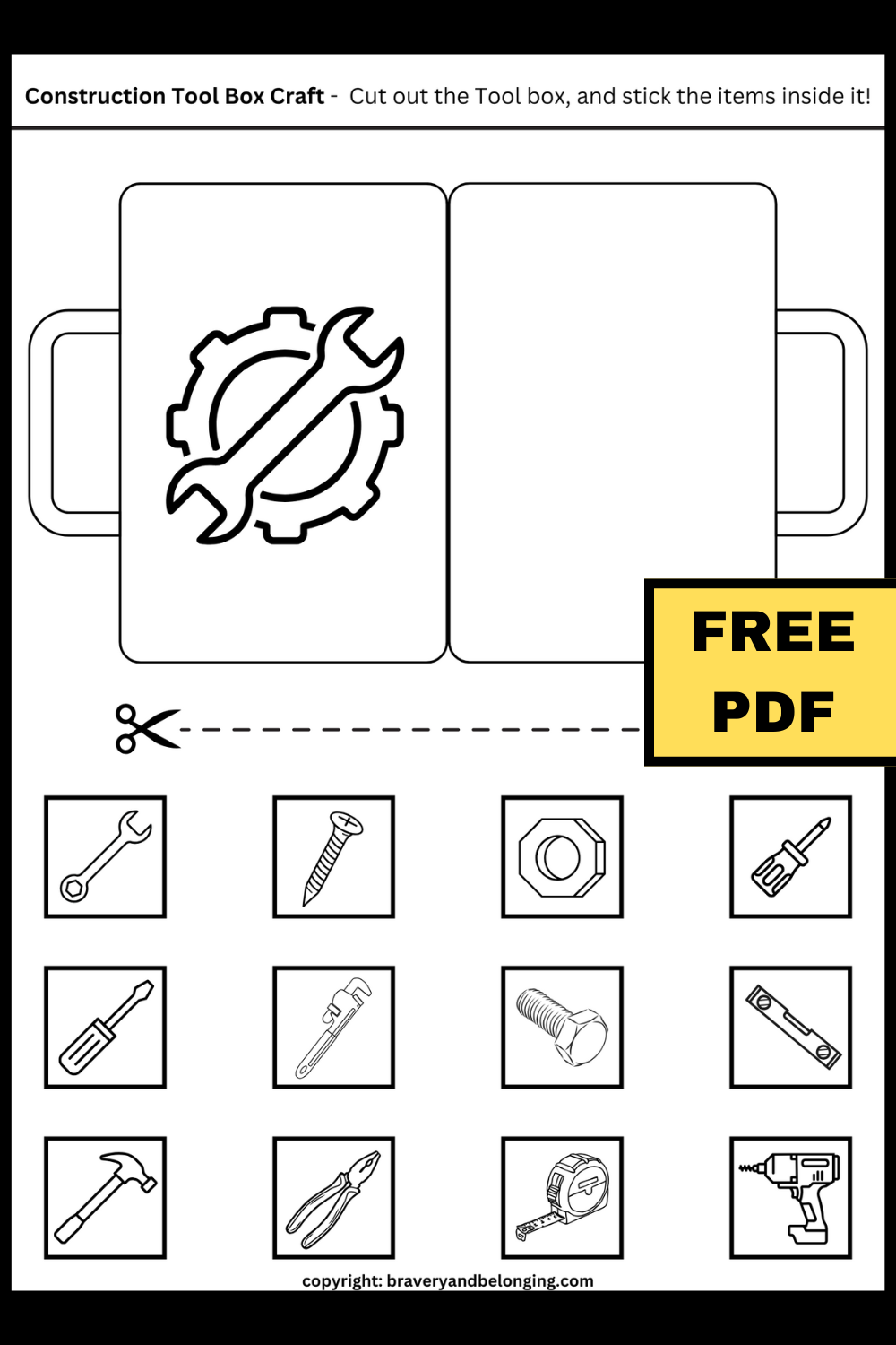 FREE Construction Tool Box Craft Printable