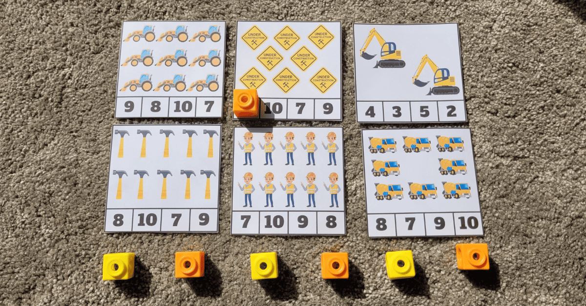 Construction Clip and Count Cards [FREE Printable]