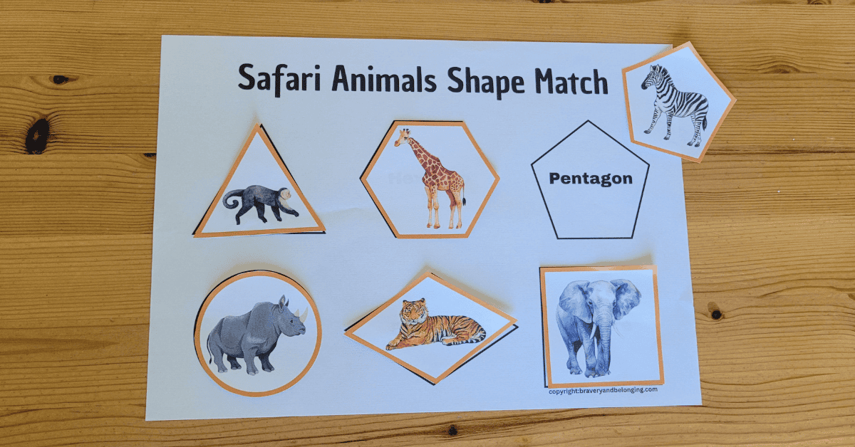 Safari Shapes Activity [Free Printable]