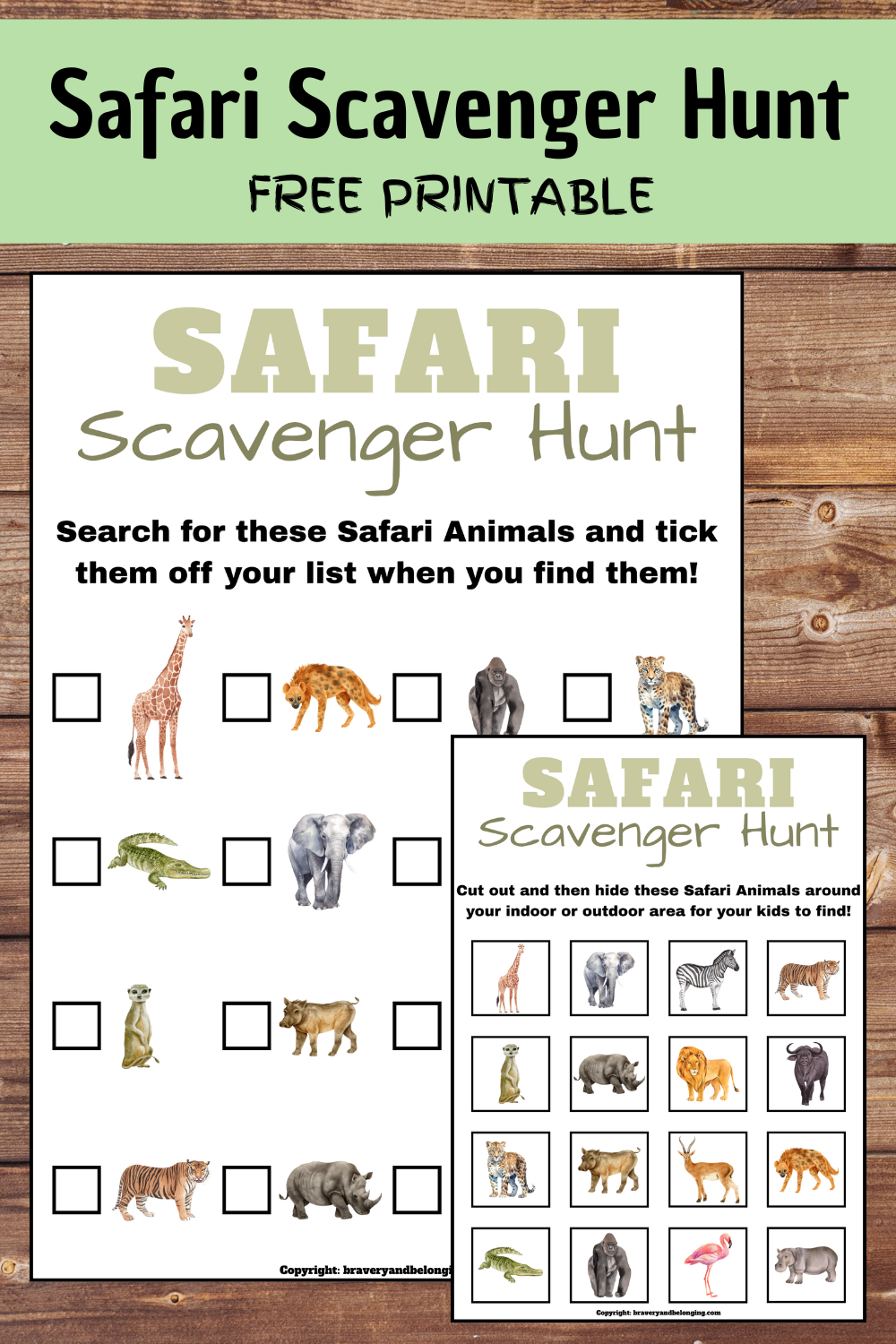 Safari Scavenger Hunt Free Printable