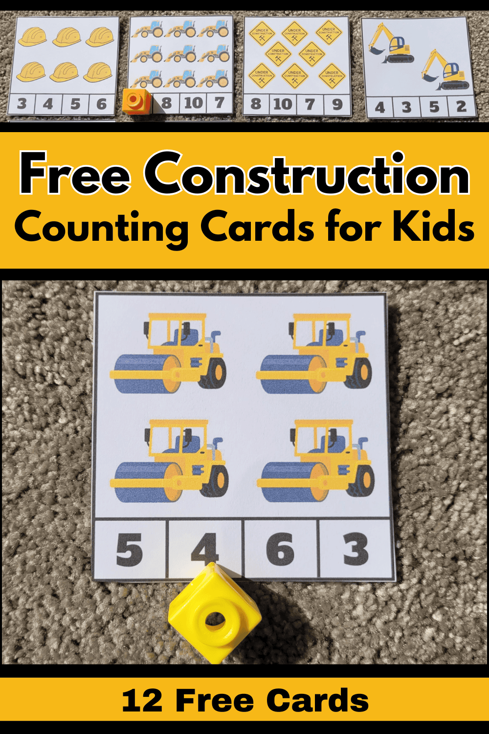 Construction Clip and Count Cards [FREE Printable]