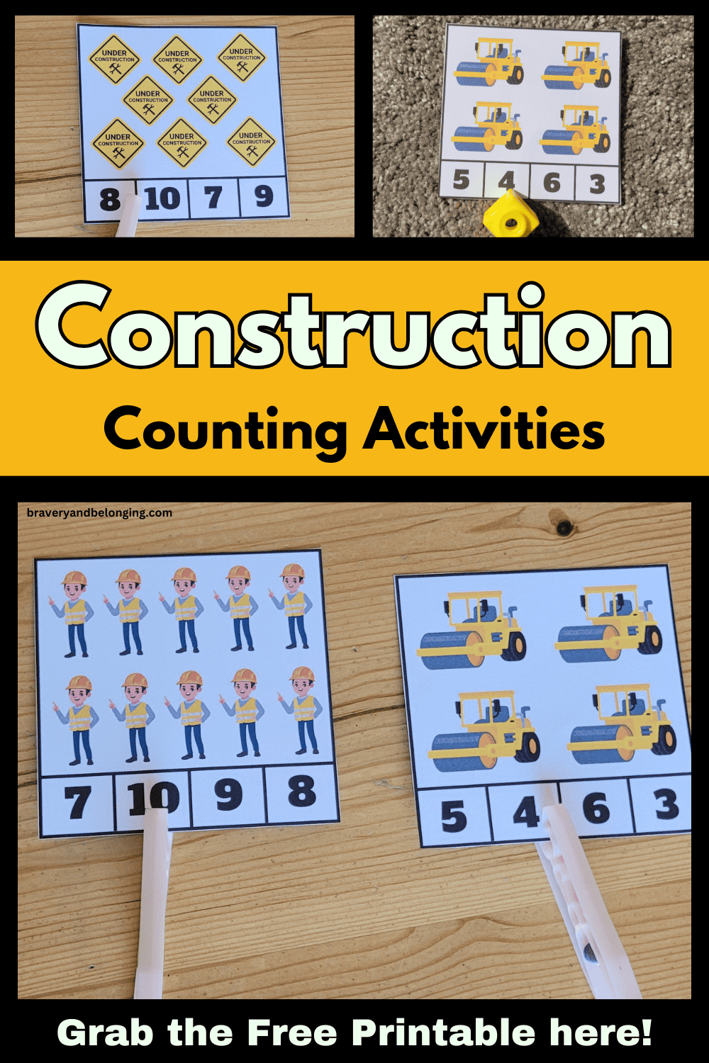 Construction Clip and Count Cards [FREE Printable]