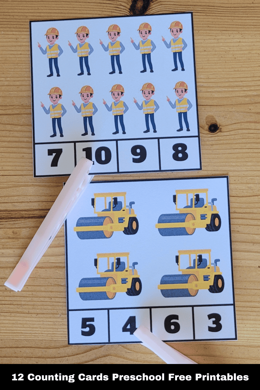 Construction Clip and Count Cards [FREE Printable]