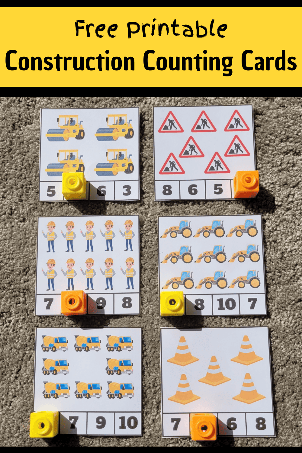 Construction Clip and Count Cards [FREE Printable]