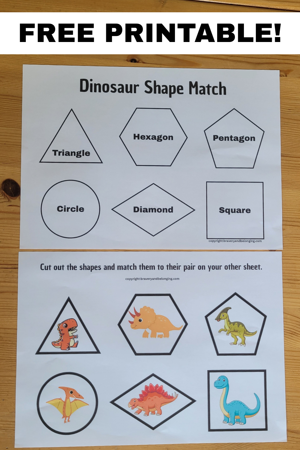 Dinosaur Shapes Activity [Free Printable]
